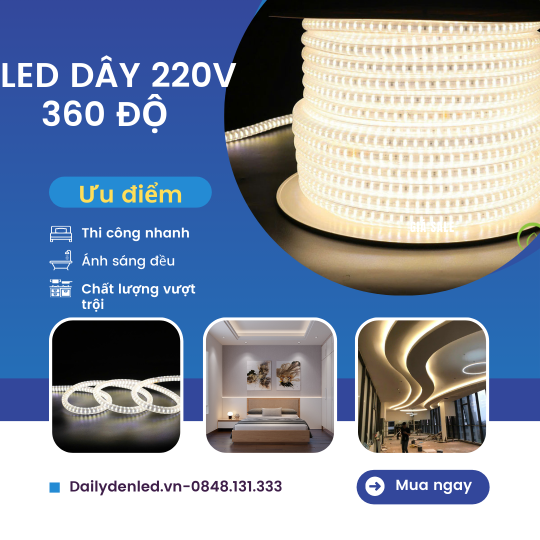 Đèn LED Dây 220V Tròn 360 độ - Đèn Led Dây Hắt Trần 13W rẻ